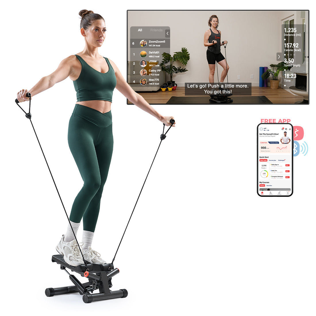 Smart Twist Stepper with Resistance Bands | Sunny Health & Fitness ...