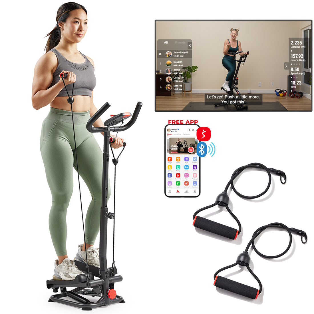 Smart Stair Exercise Stepper with Handlebar | Sunny Health & Fitness ...