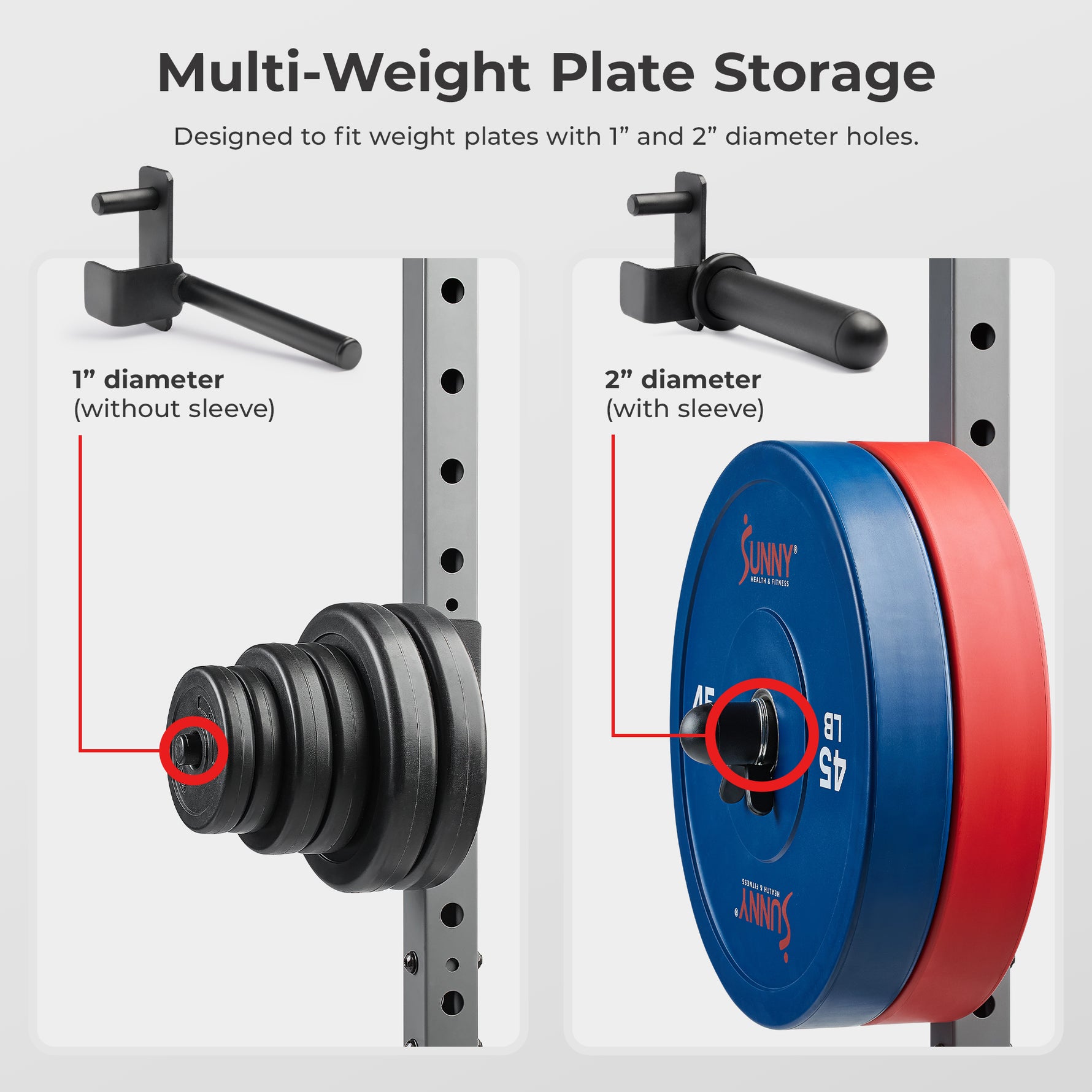 Adjustable Weight Plate Holder Attachment for Power Rack | Sunny Health ...