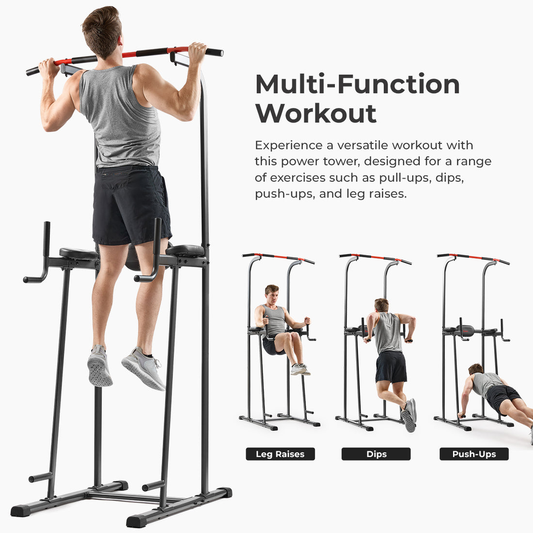 Multi-Function Power Tower w/ Dip Station, Pull Up Bar, & Core Workout ...