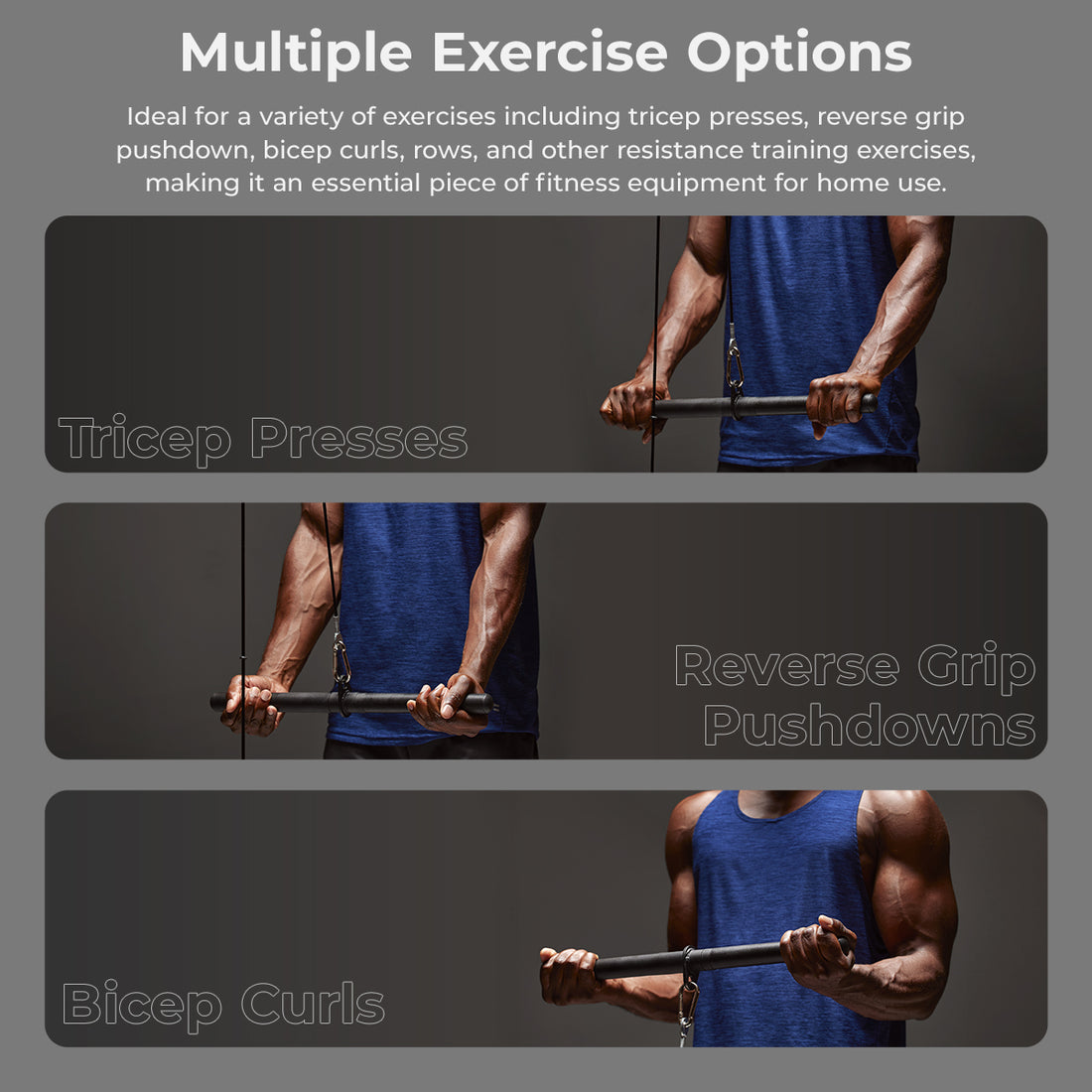 Straight Bar Cable Attachment | Sunny Health & Fitness