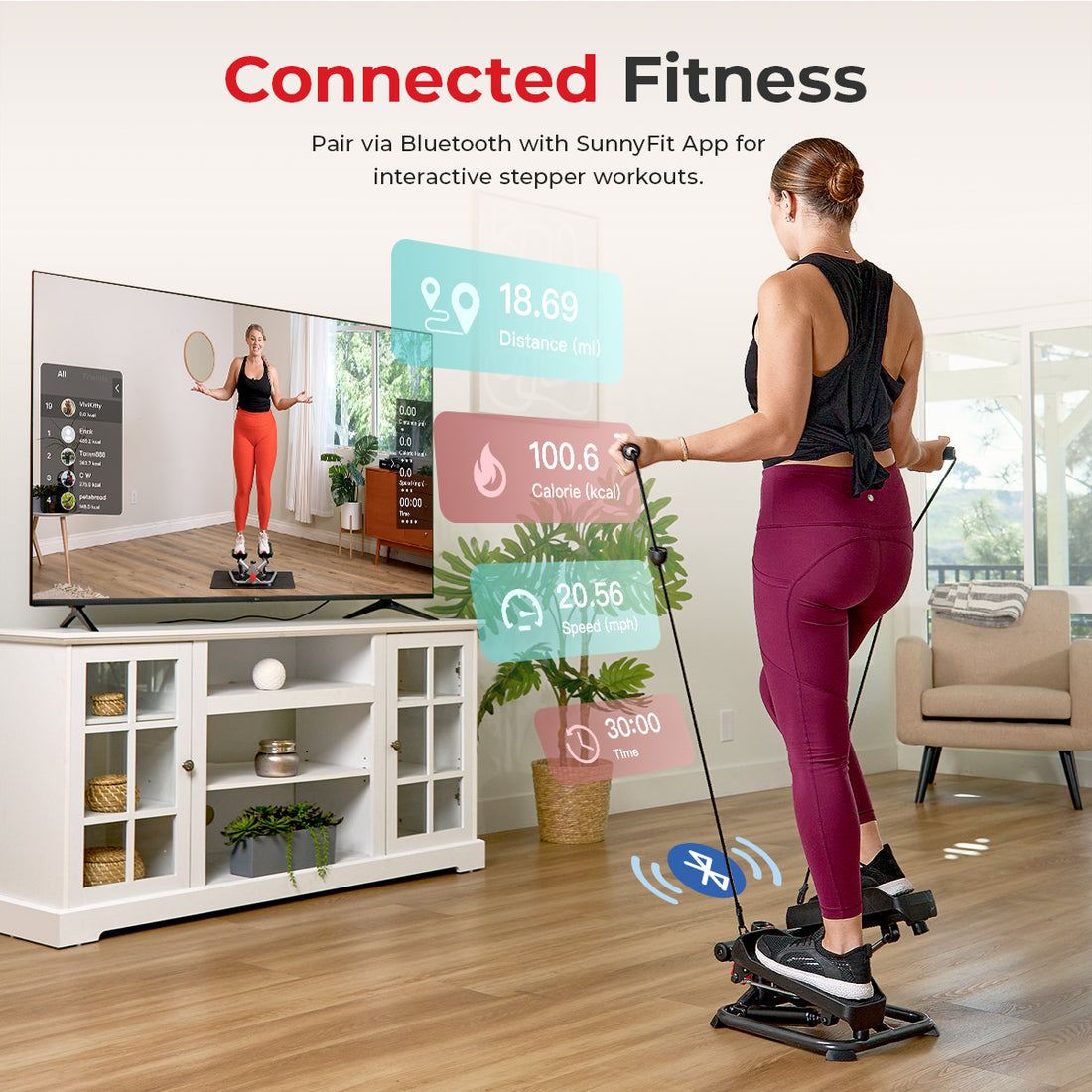 Smart Advanced Stair Exercise Stepper With Exercise Bands | Sunny ...