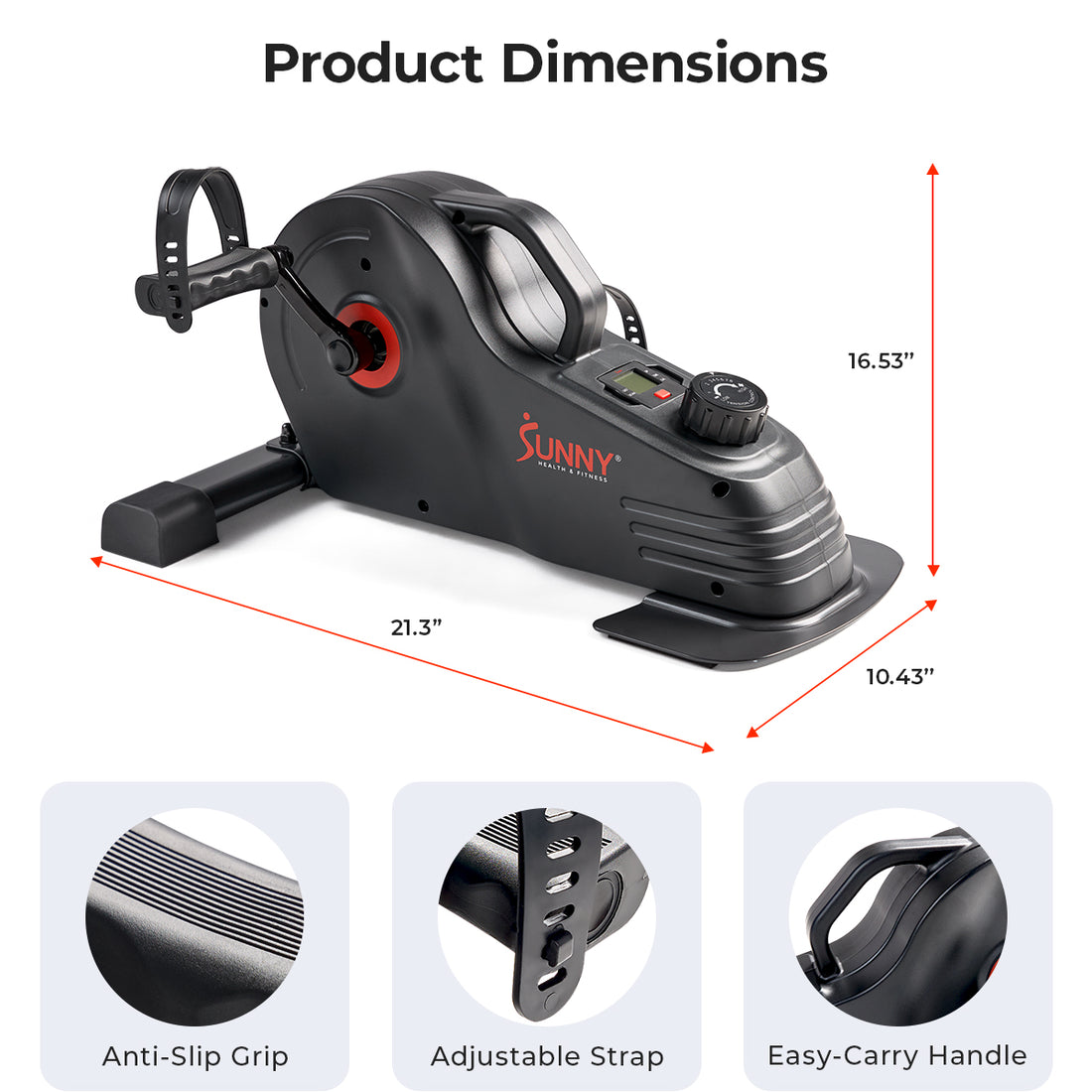Smart Low-profile Magnetic Mini Exercise Bike | Sunny Health & Fitness ...