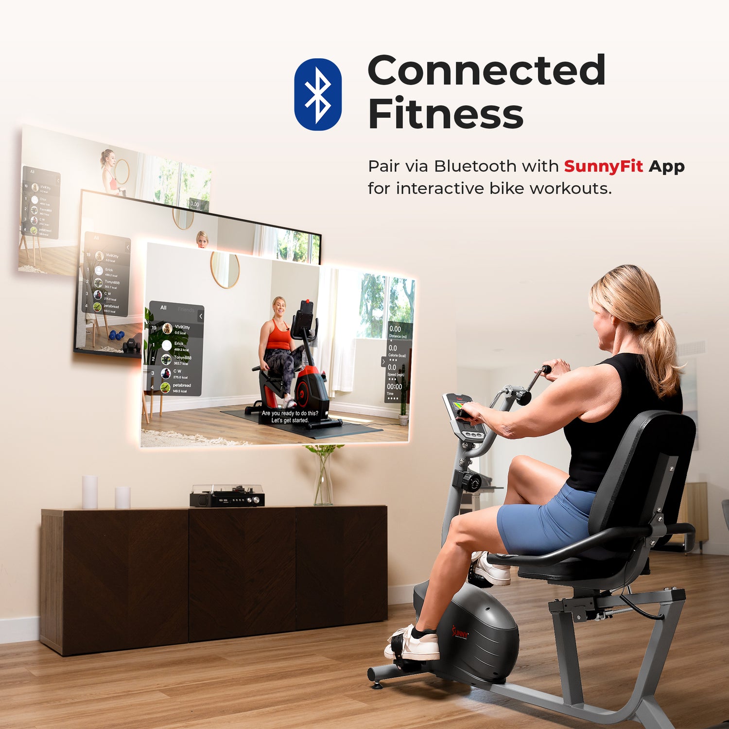 Smart Magnetic Recumbent Bike with Hand Cycle | Sunny Health & Fitness ...