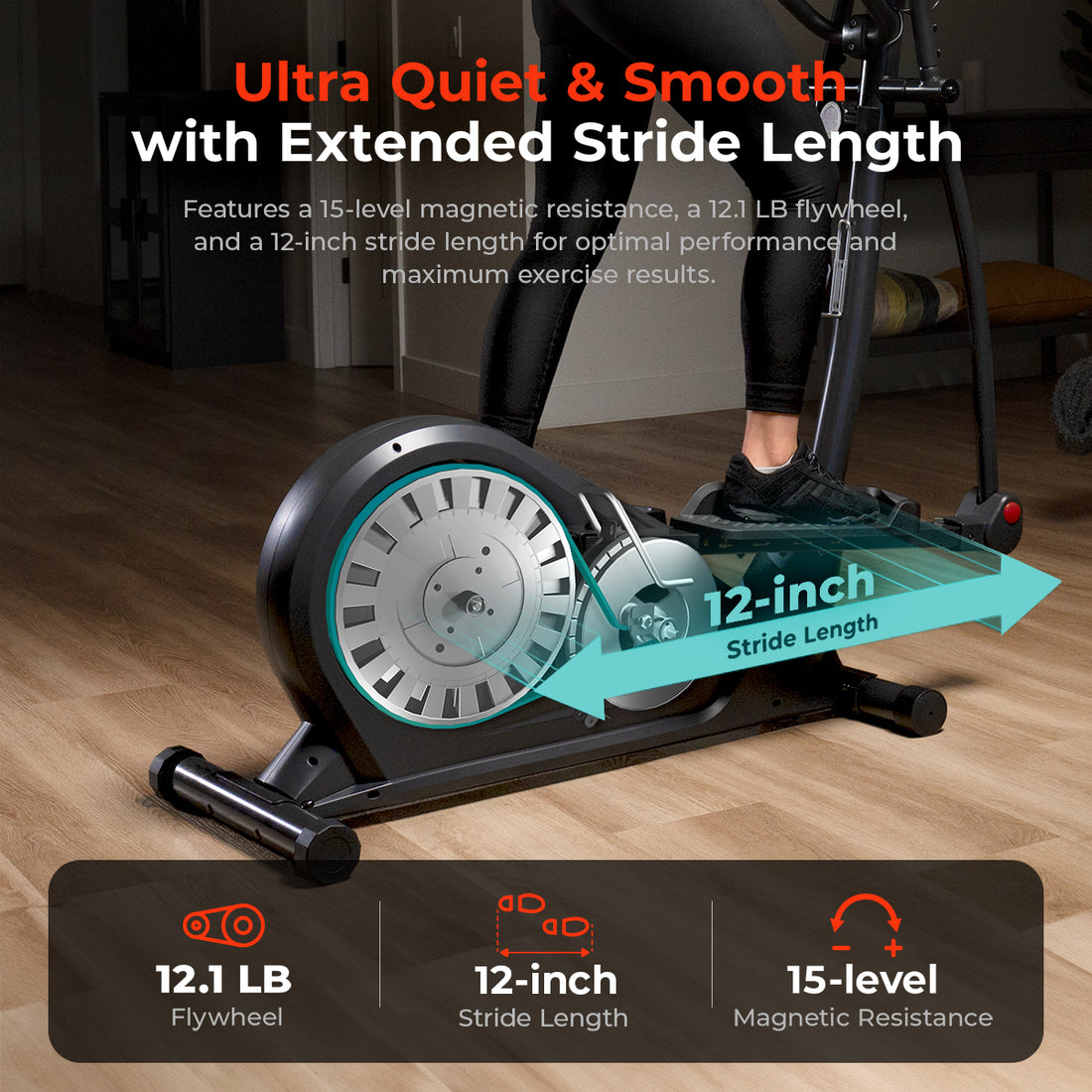 Pro Smart Elliptical Trainer With 15 Levels of Magnetic Resistance ...