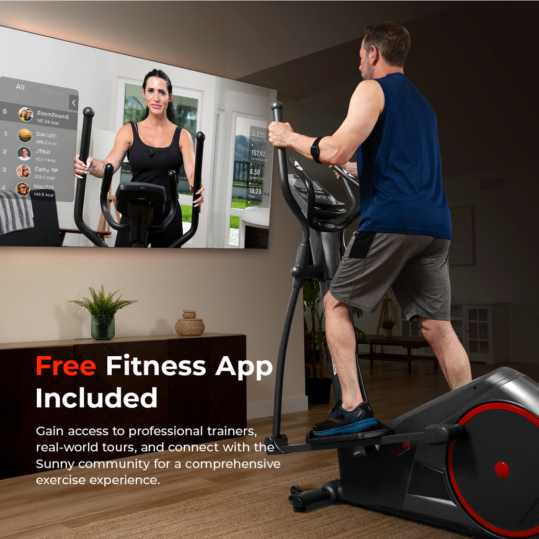 Smart Heavy-Duty Elliptical Training Machine | Sunny Health & Fitness
