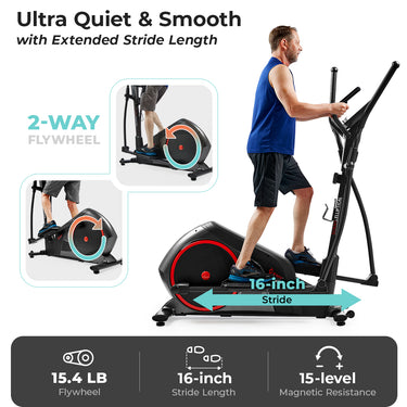Smart Heavy-Duty Elliptical Training Machine | Sunny Health & Fitness