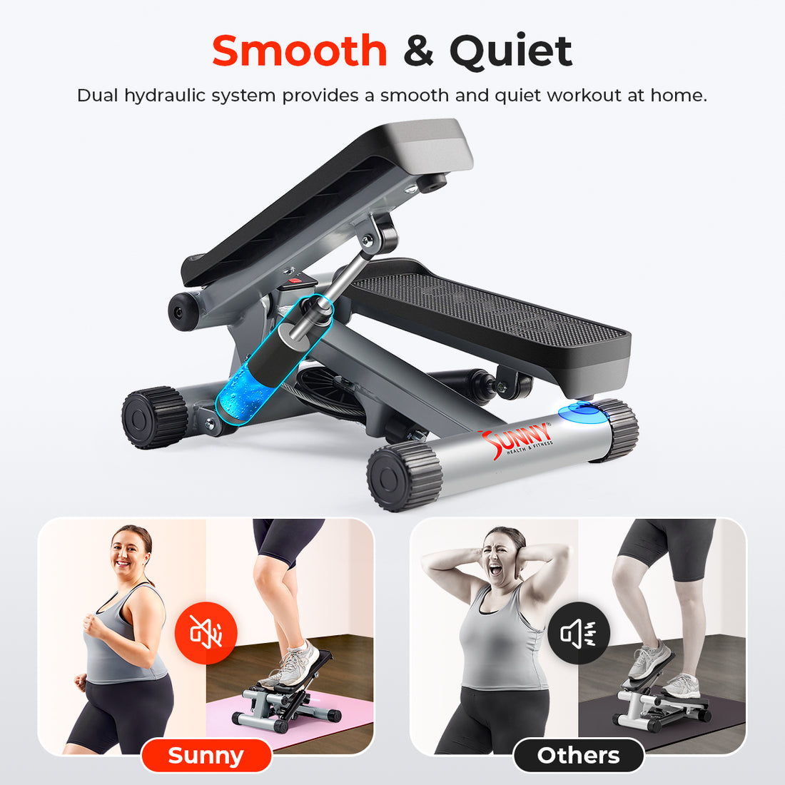 Mini Stepper with Resistance Bands Step Machine w/ LCD Monitor | Sunny ...
