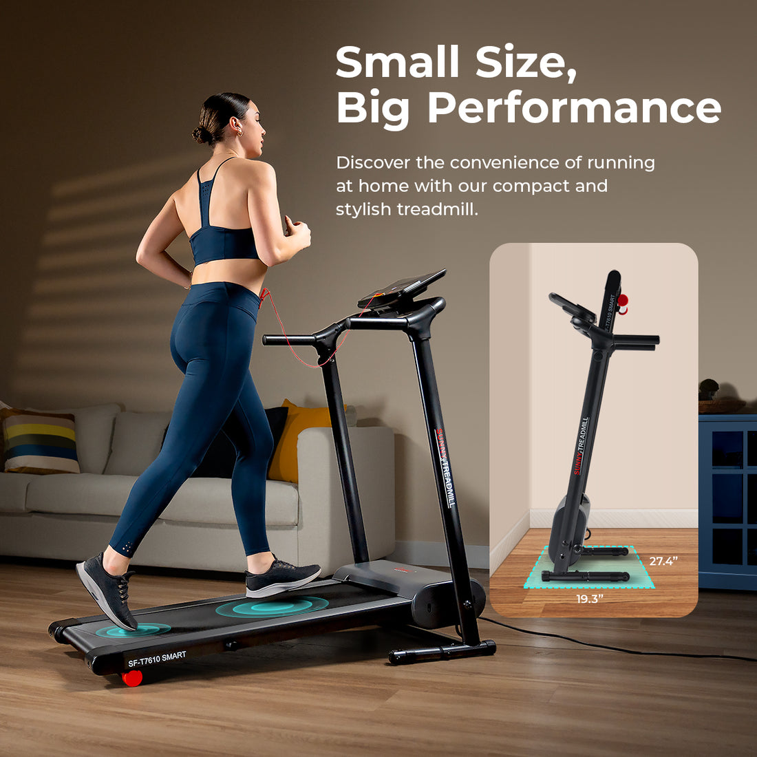 Compact Motorized Smart Treadmill with Easy Assembly & Folding | Sunny ...
