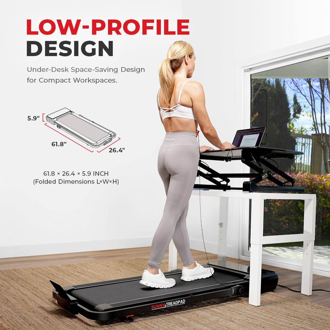 Pacer 2 in 1 Auto Incline Under Desk Walking/Running Smart Treadmill ...