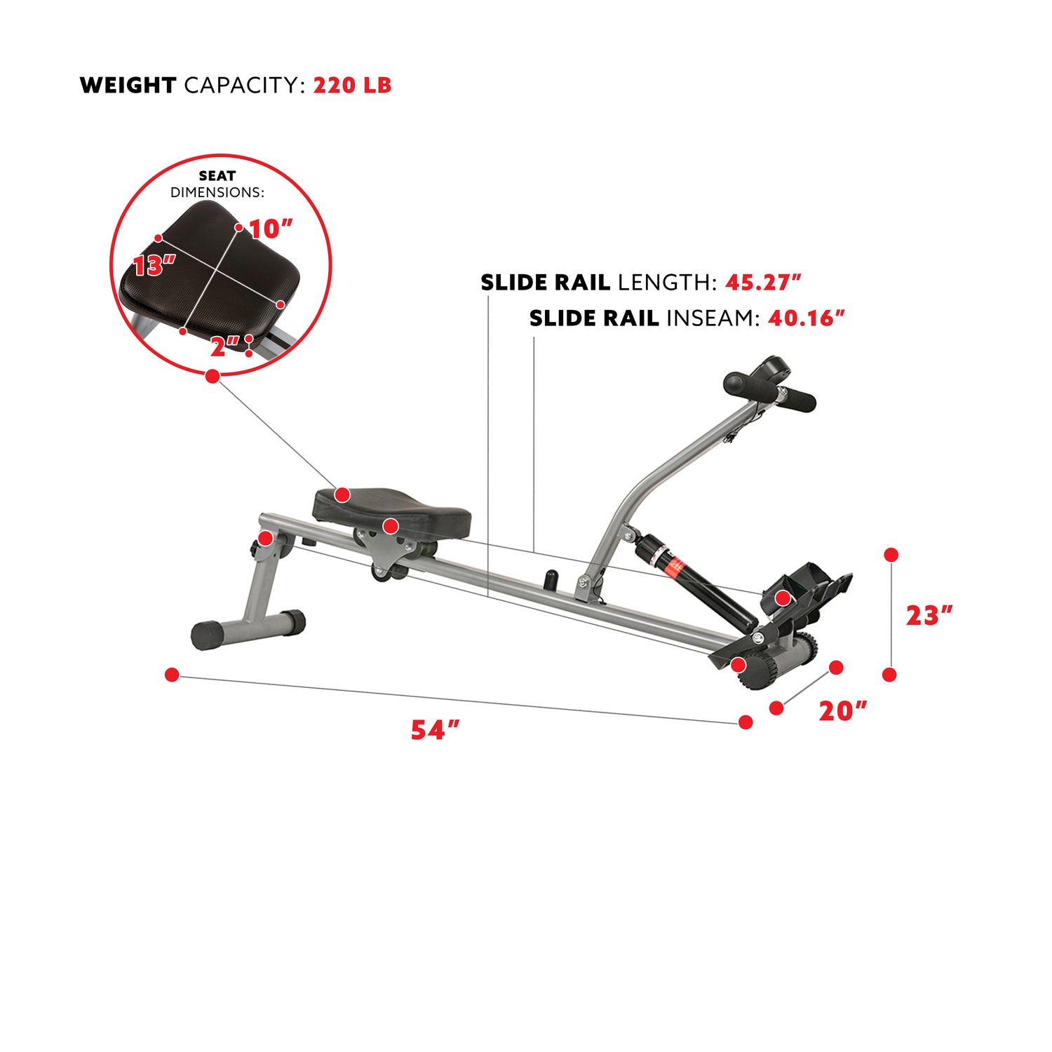 12 Adjustable Resistance Rowing Machine Rower w/ Digital Monitor ...