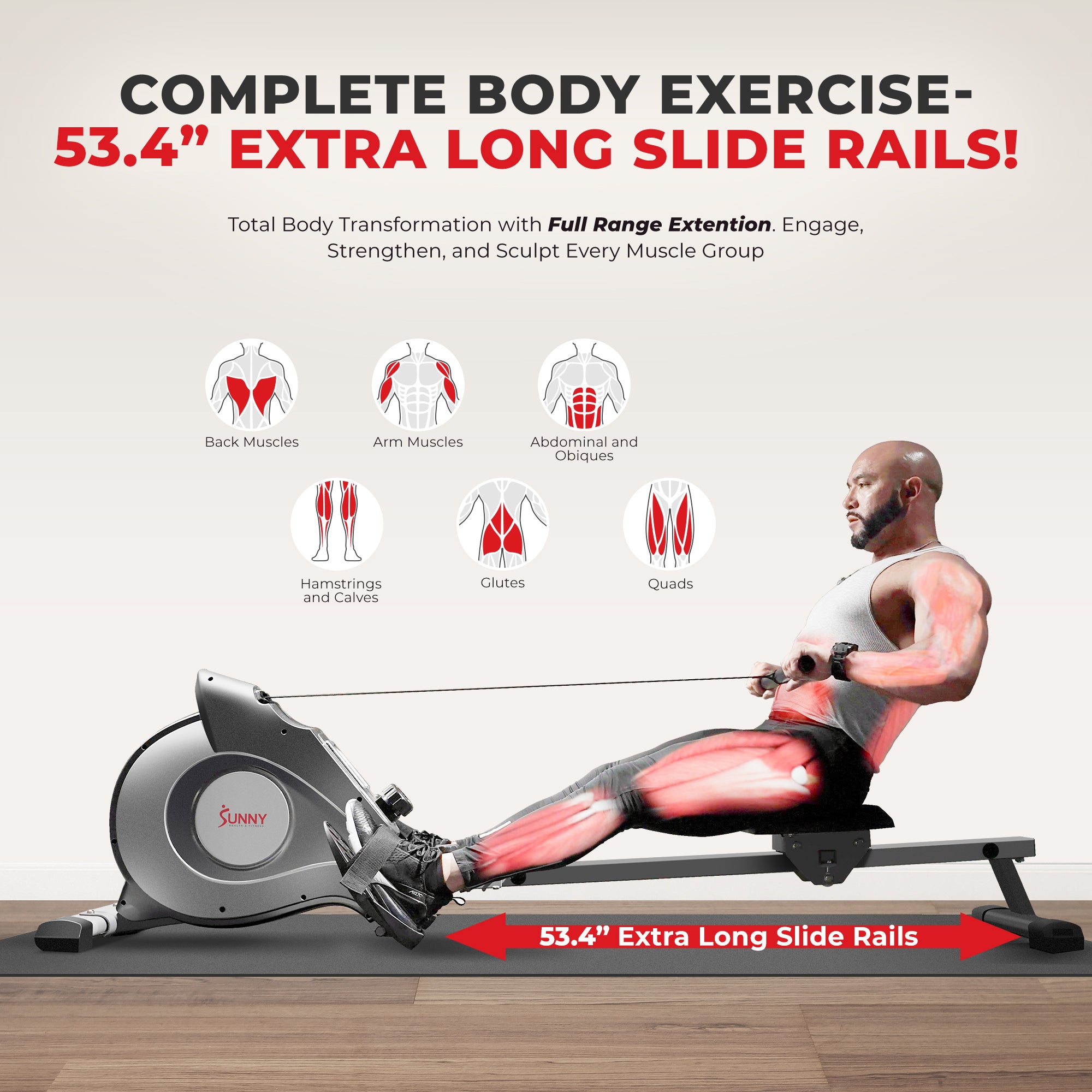 Magnetic Rowing Machine with Monitor | Sunny Health & Fitness