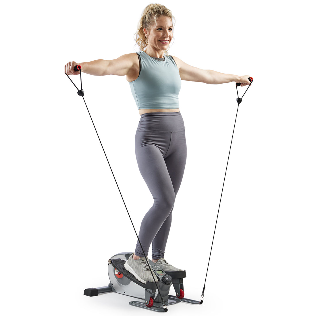 Smart Stand/Sit Mini Elliptical Exercise Trainer with Resistance Bands ...