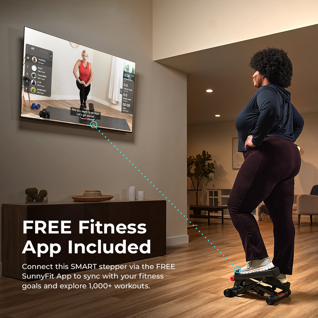 SMART Mini Stepper with Exercise Bands | Sunny Health & Fitness | Sunny ...