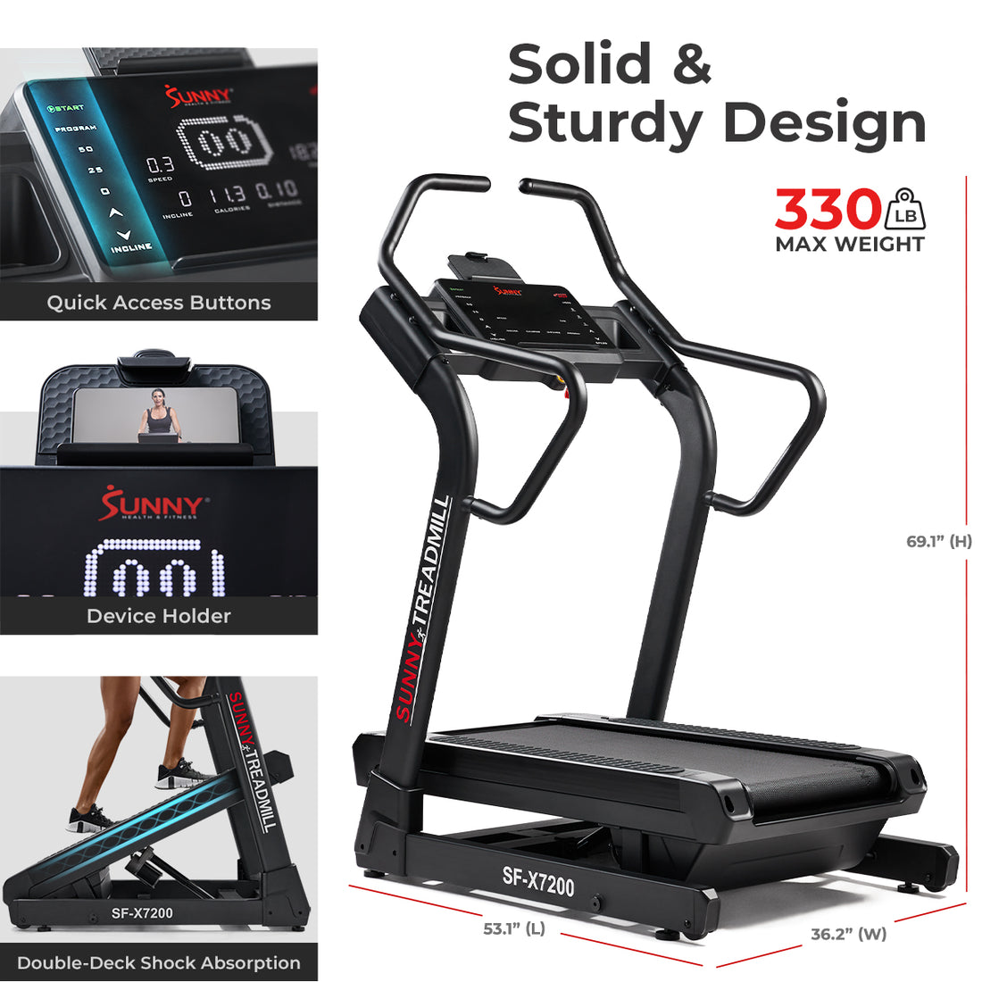 Commercial Level Ultimate Incline Decline Treadmill | Sunny Health ...