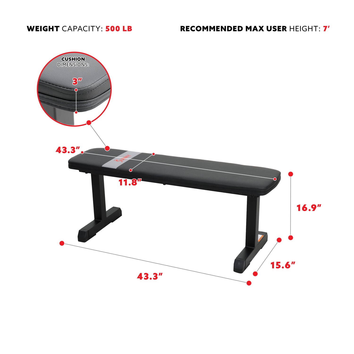 Flat Utility Weight Bench | Sunny Health & Fitness | Sunny Health and ...