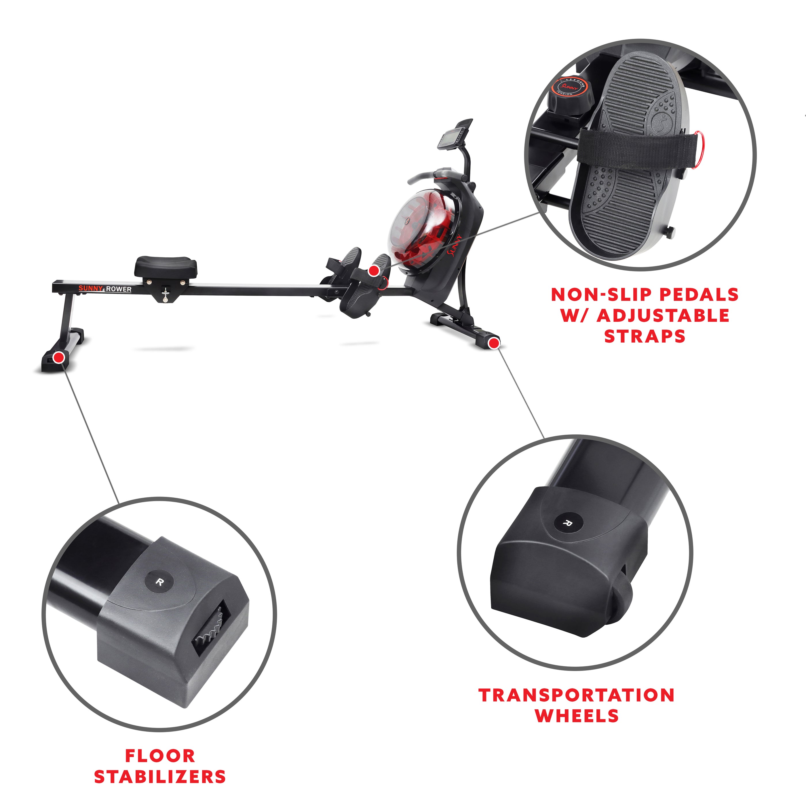 Hydro + Dual Resistance Smart Magnetic Water Rowing Machine | Sunny ...