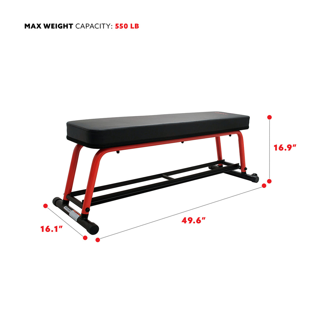 Power Zone Premium Strength Flat Bench With Dumbbell Rack | Sunny ...