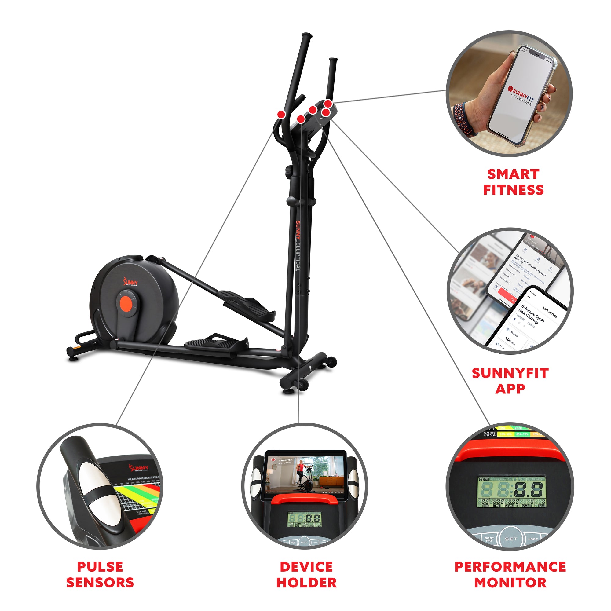Power Stride Smart Magnetic Elliptical Machine with 18" Stride Length ...