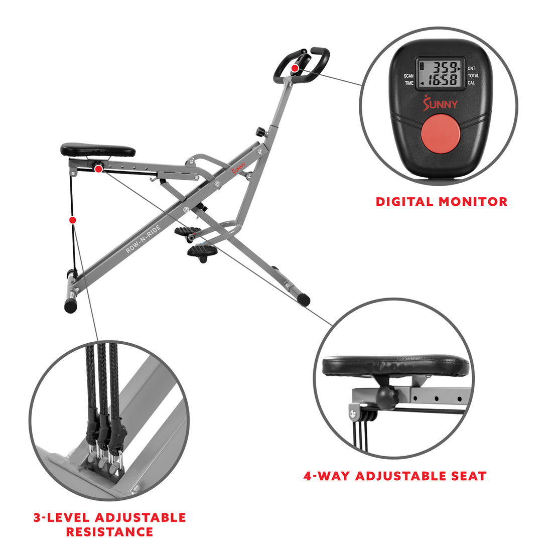 Upright Row-N-Ride® Rowing Machine is the Glute Machine Method | Sunny ...