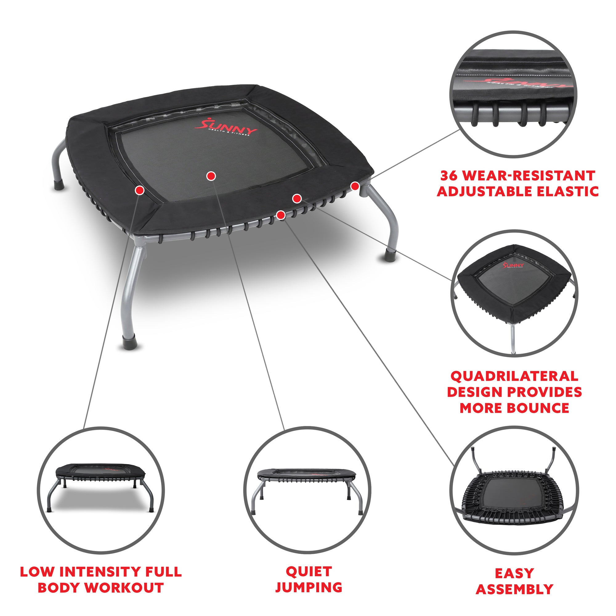 Indoor & Outdoor Exercise Trampoline | Sunny Health and Fitness