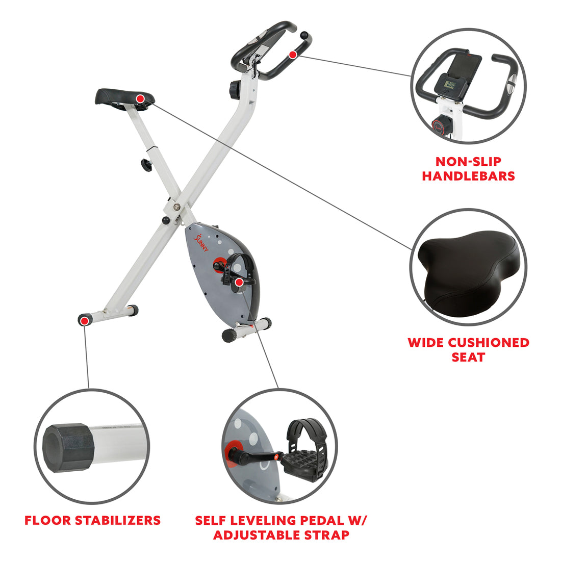 Foldable Exercise Bike Space Saving Stationary Bike | Sunny Health ...
