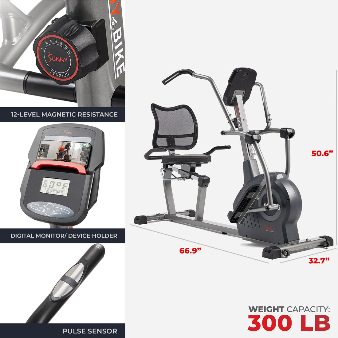 Performance Elite Magnetic Recumbent Elliptical Cross Trainer | Sunny ...