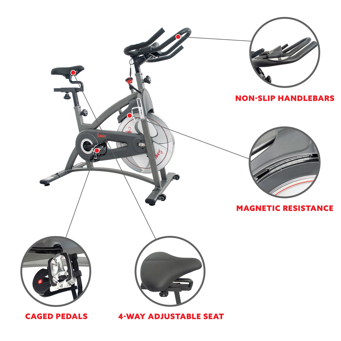 Endurance Belt Drive Magnetic Indoor Exercise Cycle Bike | Sunny Health ...