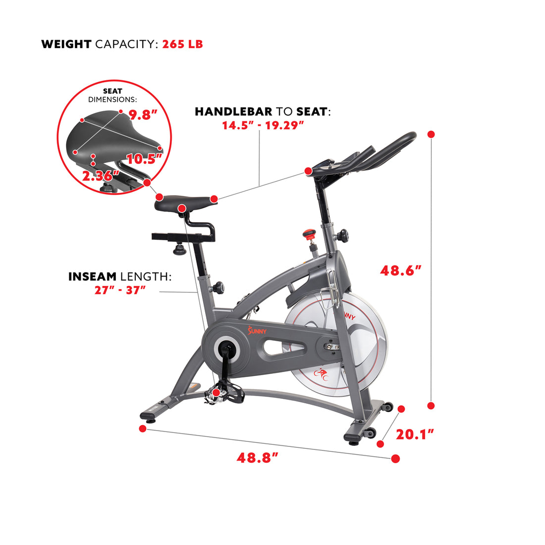 Endurance Belt Drive Magnetic Indoor Exercise Cycle Bike | Sunny Health ...