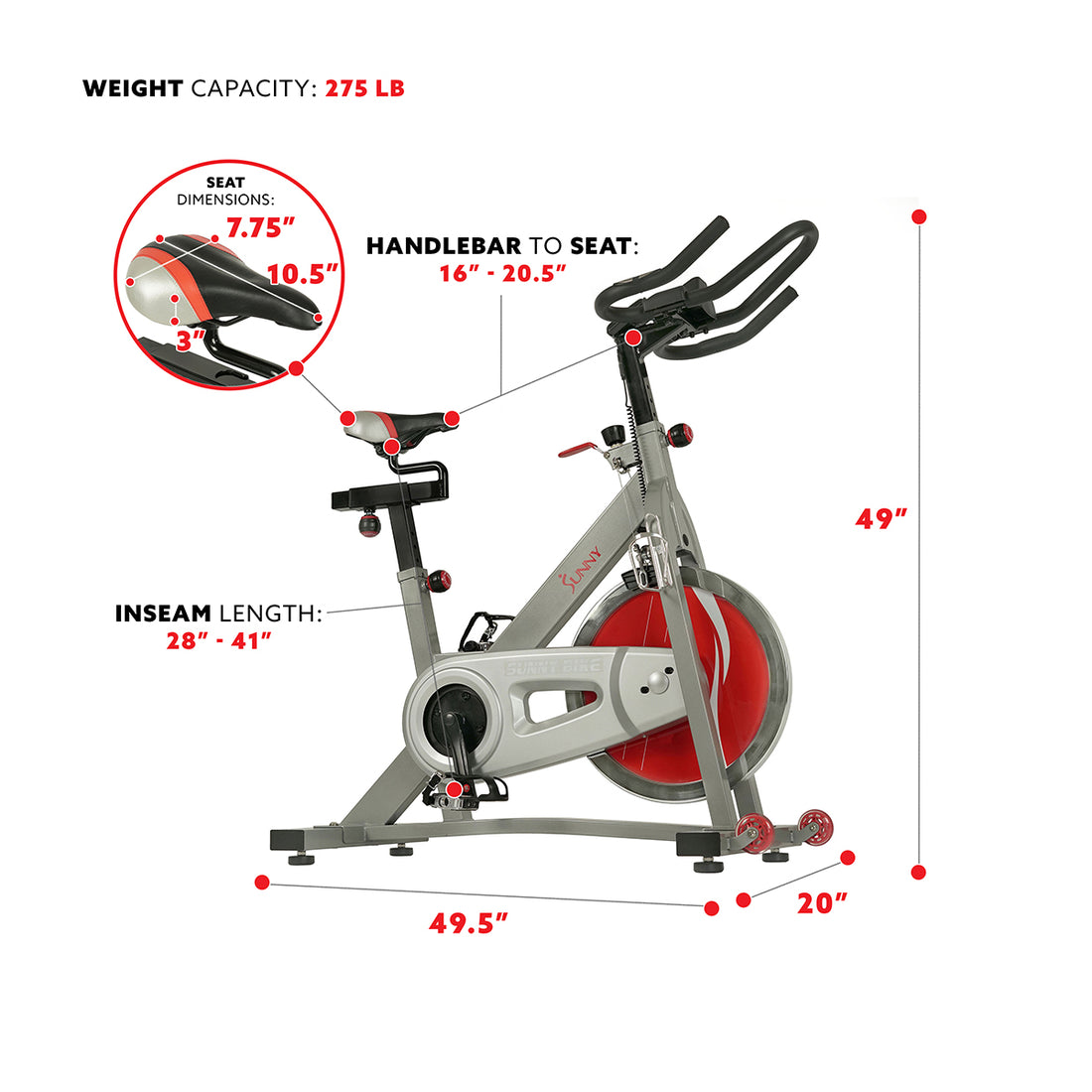 Fitness Pro II Stationary Pro Fit Bike | Sunny Health & Fitness | Sunny ...