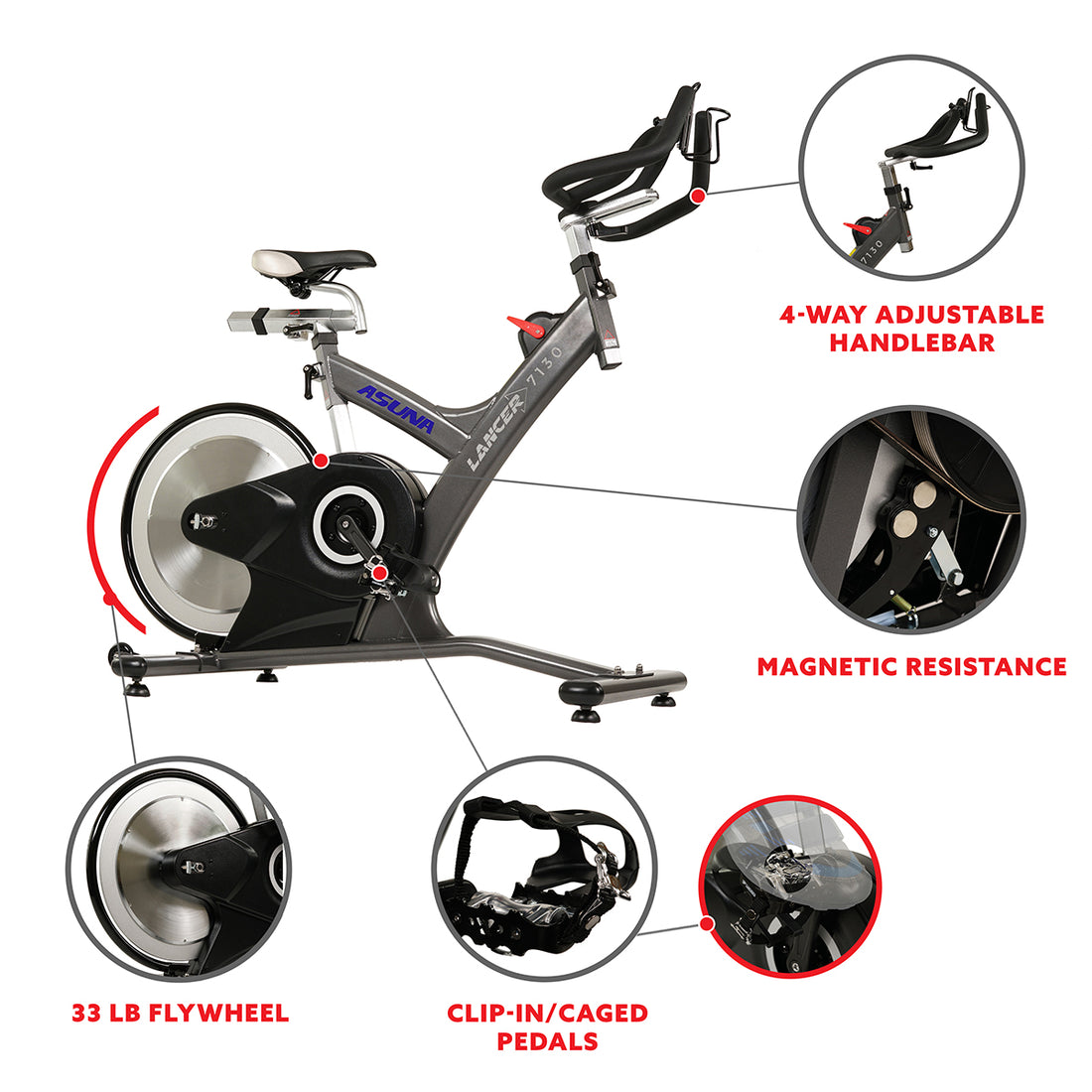 Asuna Lancer Rear Flywheel Commercial Exercise Bike | Sunny Health ...