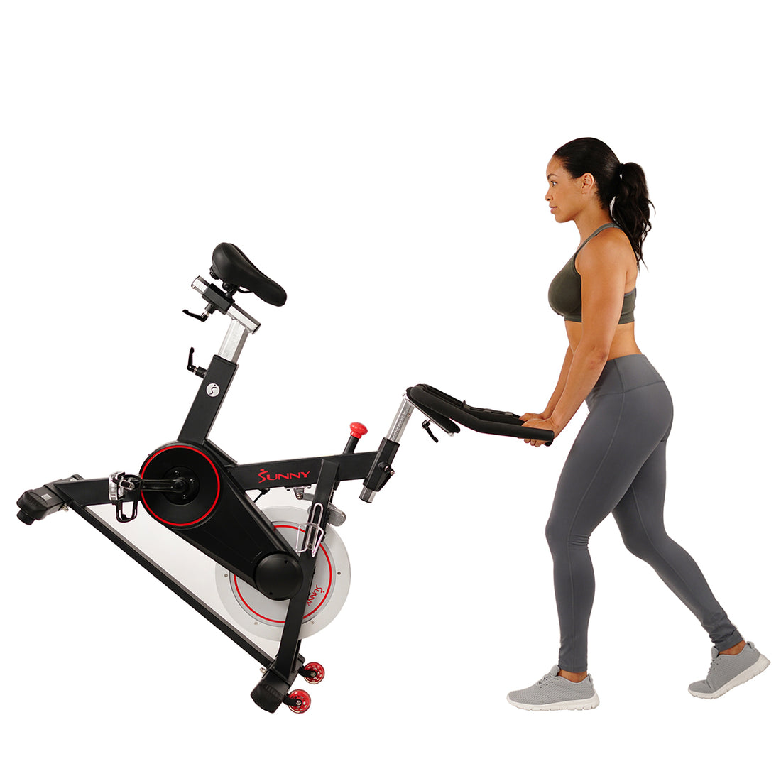 Indoor Cycling Bike Magnetic Belt Drive w/ High Weight Capacity and De | Sunny Health and Fitness