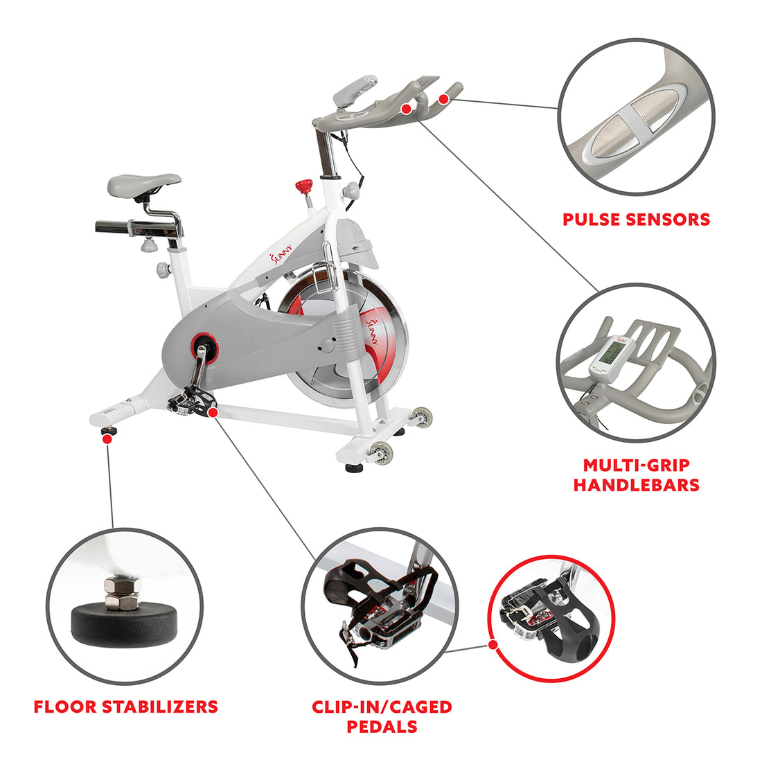 Premium Magnetic Belt Drive Indoor Cycling Bike | Sunny Health and Fitness