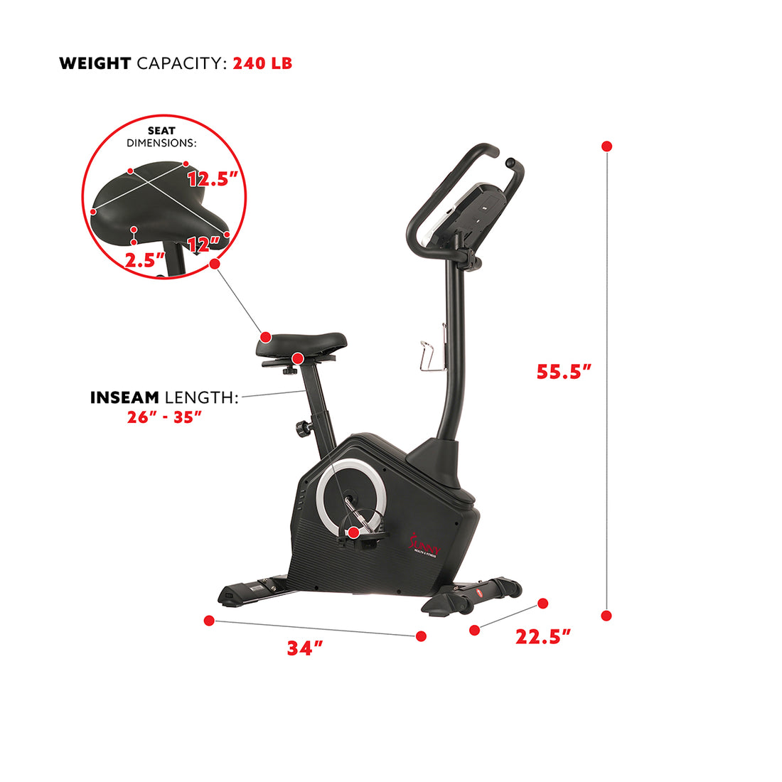 Magnetic Upright Programmable Exercise Bike w/ Heart Rate Monitor ...