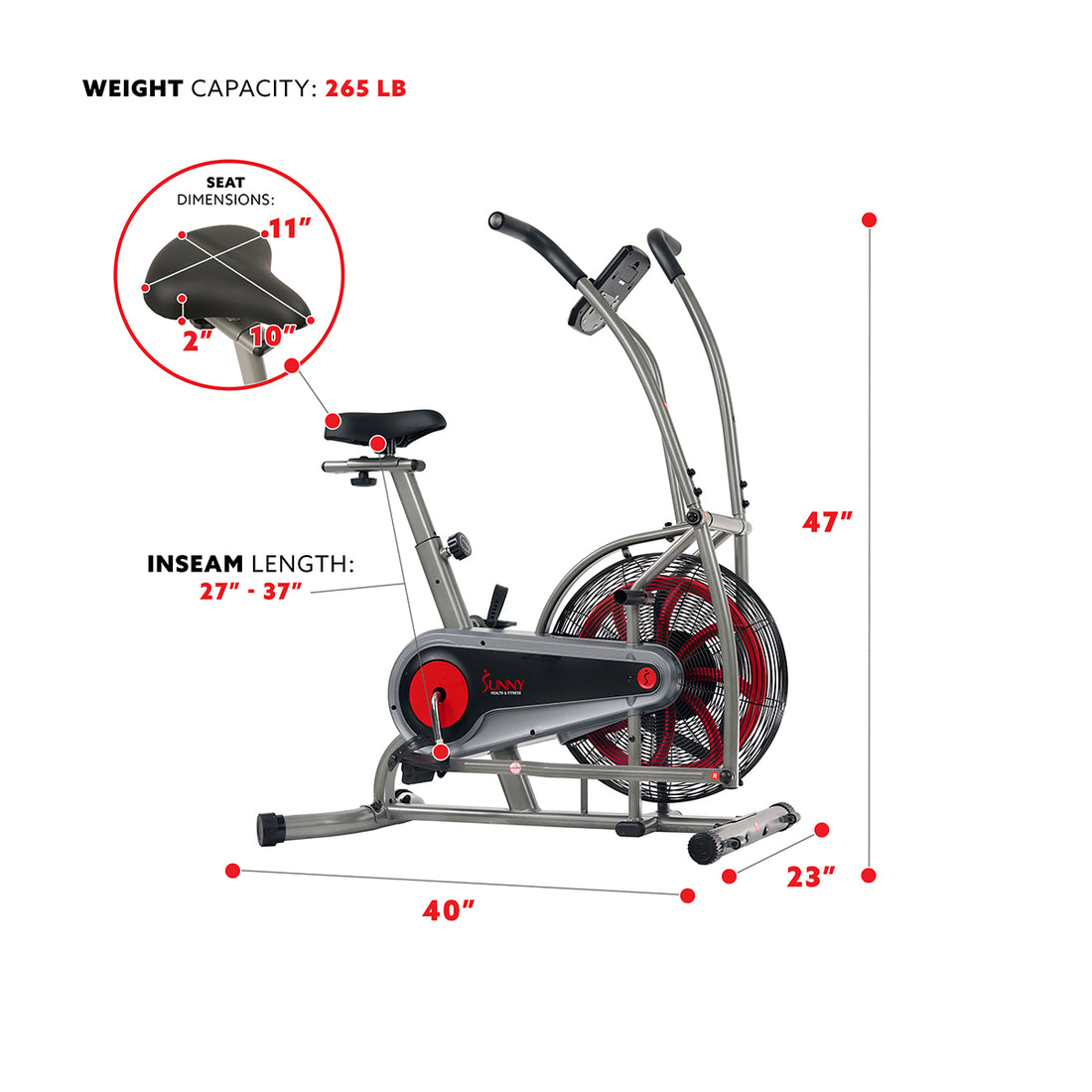 Fan Exercise Bike with Device Holder | Sunny Health & Fitness | Sunny ...