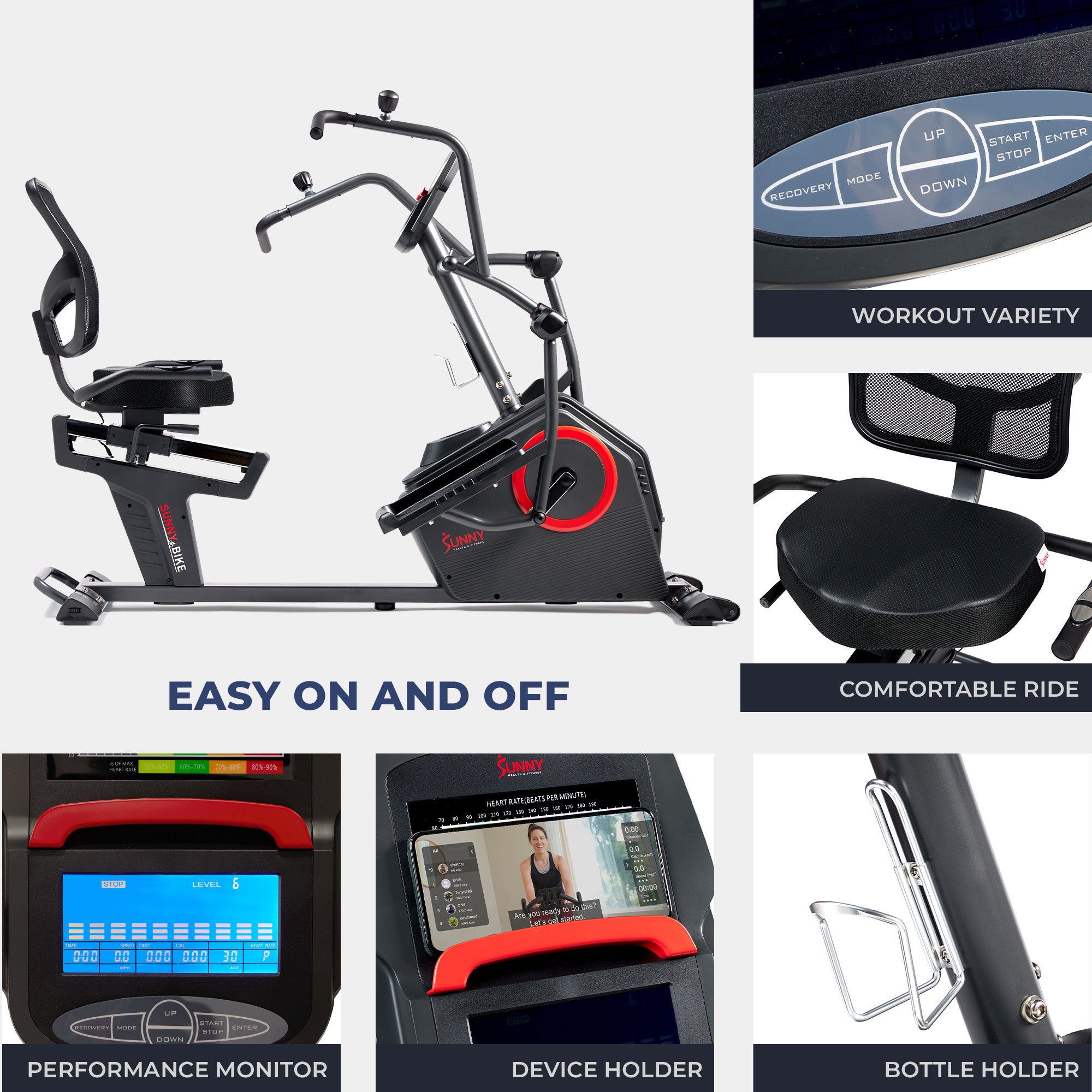 Premium Smart Programmable Electro-Magnetic Resistance Recumbent Elliptical Cross Trainer ...