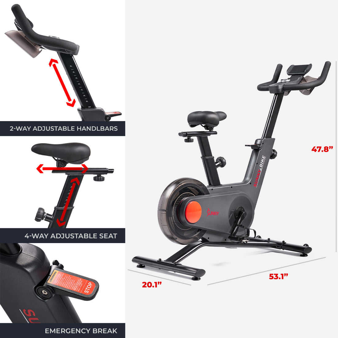 Tryden Connected Magnetic Cycle Bike | Sunny Health and Fitness