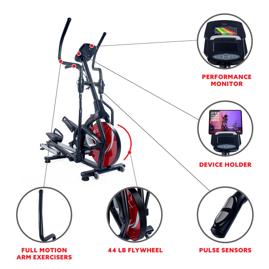 Sunny Strength™ Stride Elliptical Machine Magnetic Fitness w/ Device H ...