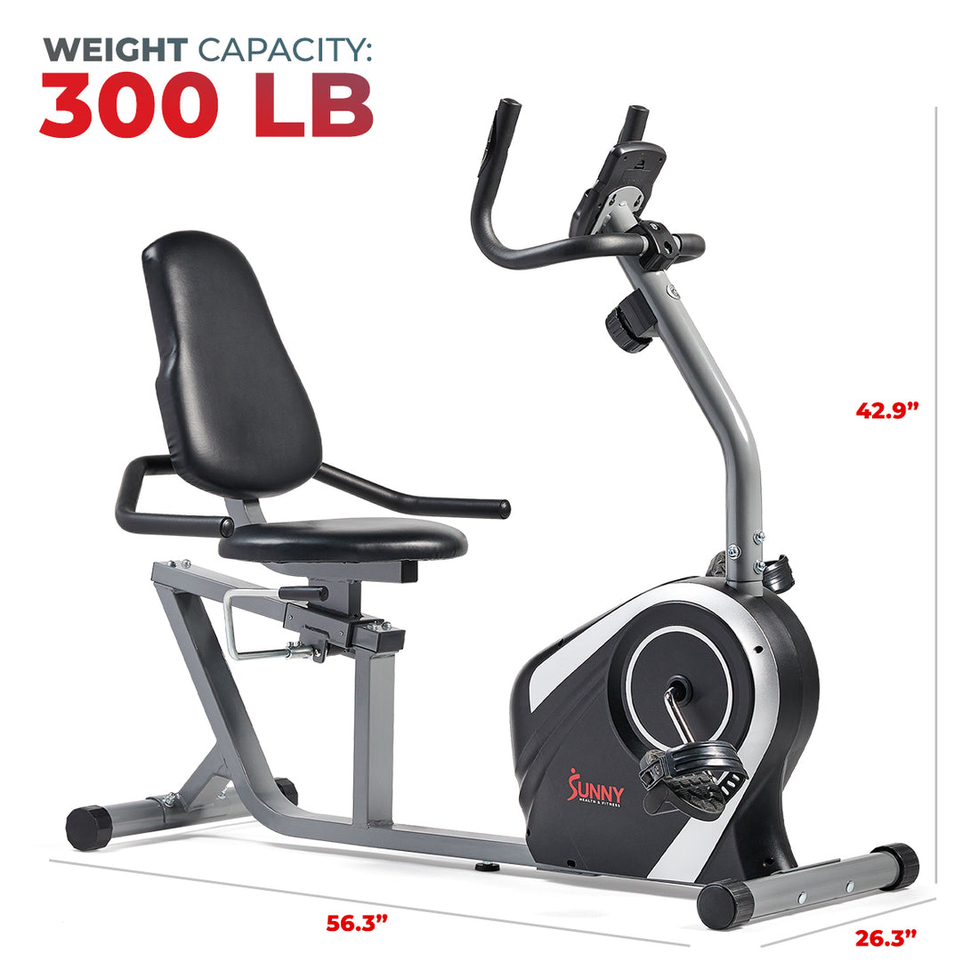 Magnetic Recumbent Exercise Bike with Quick Adjustable Seat , 300 lb C ...