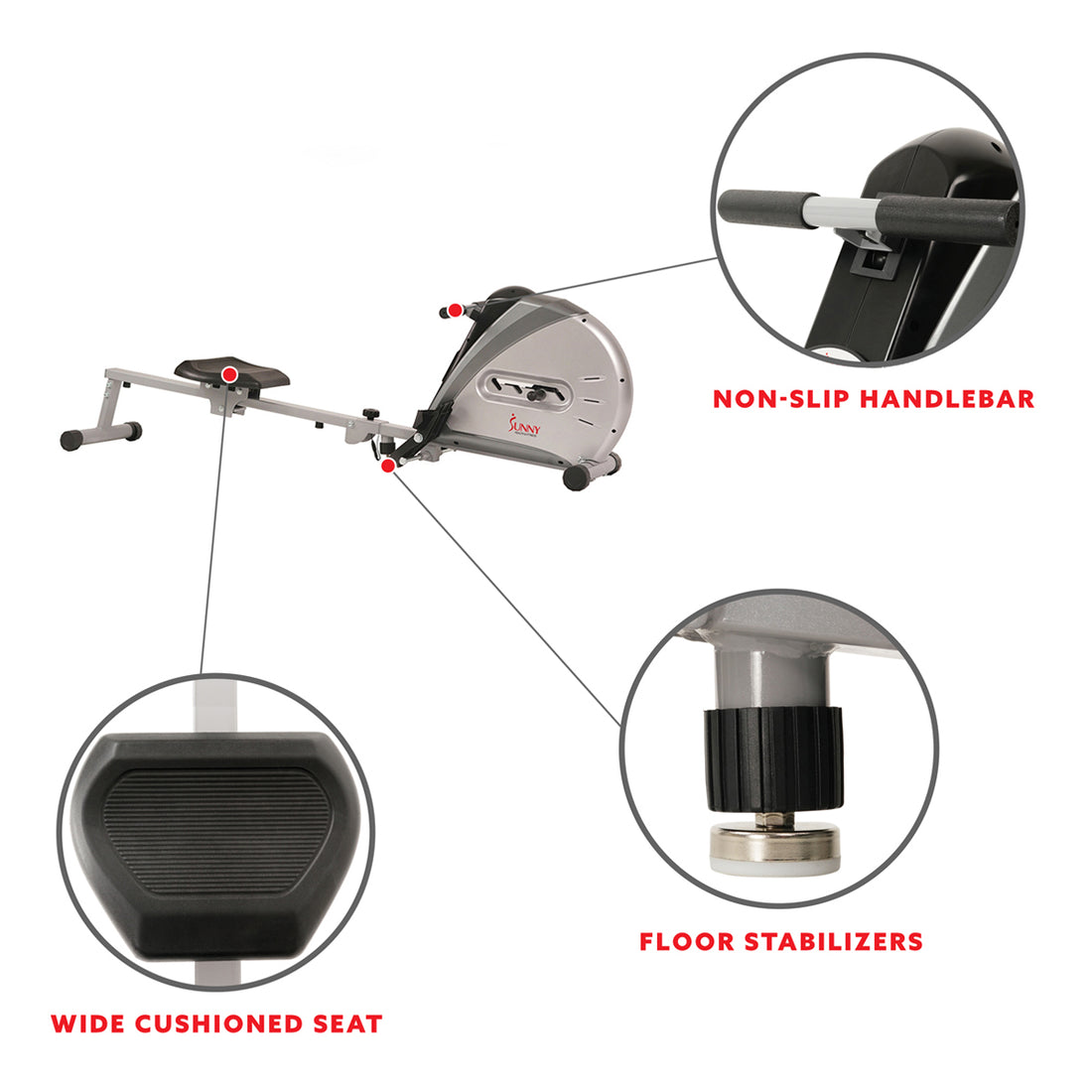 Elastic Cord Rowing Machine Bungee Resistance Rower | Sunny Health ...