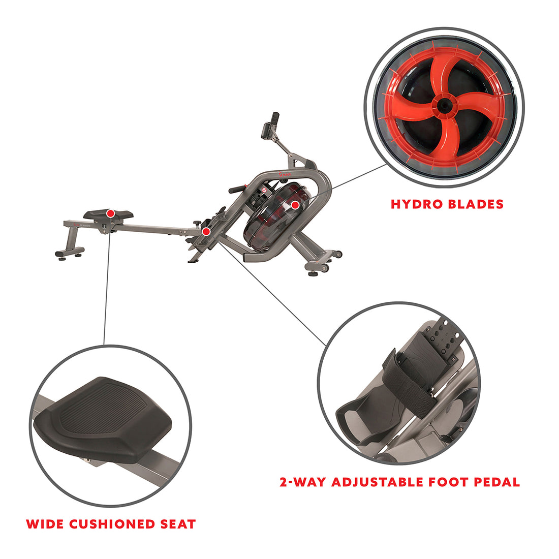 Phantom Hydro Water Rowing Machine | Sunny Health & Fitness