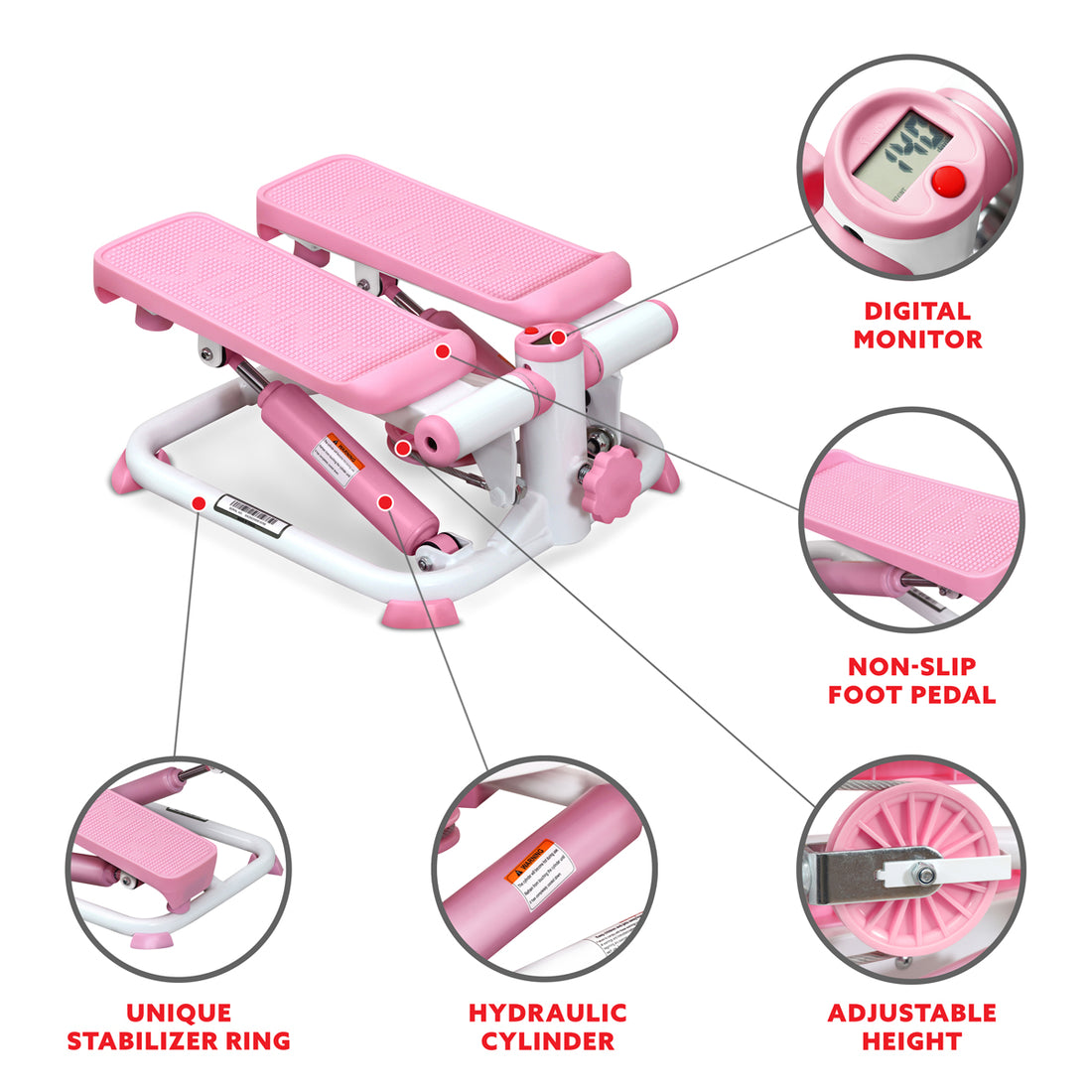 Total Body Pink Stepper Machine | Sunny Health & Fitness