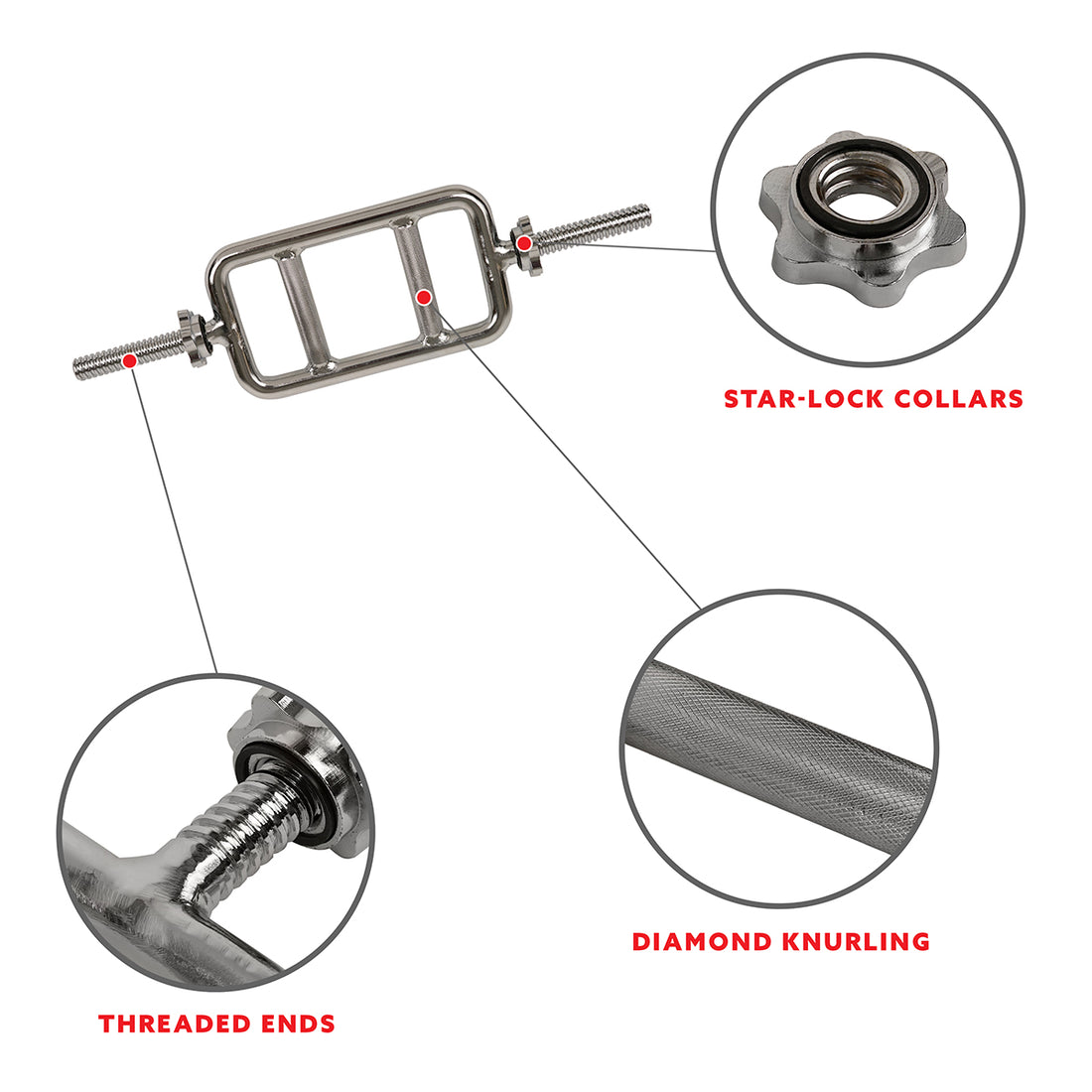 24'' Triceps Bar Weight Solid Chrome w/ Star Lock Collars | Sunny ...