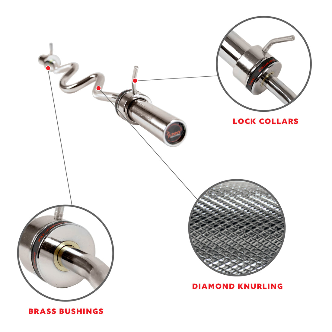 48" Olympic Super Curl Bar w/ Ring Collars by Sunny Health & Fitness ...