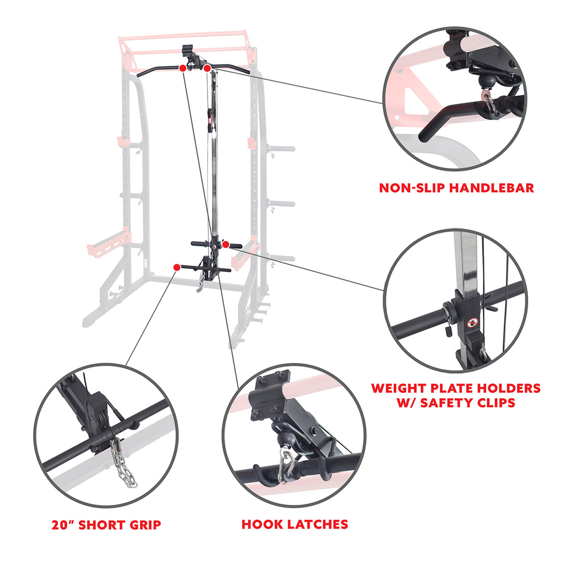 Lat Pulldown Pulley System Attachment for Power Racks | Sunny Health ...