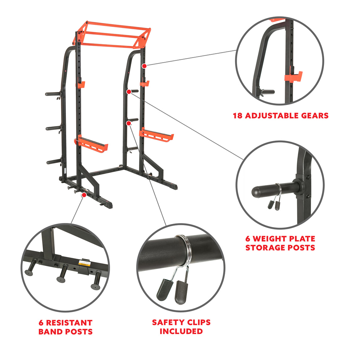 Power Zone Premium Heavy Duty Multifunction Squat Power Rack | Sunny ...