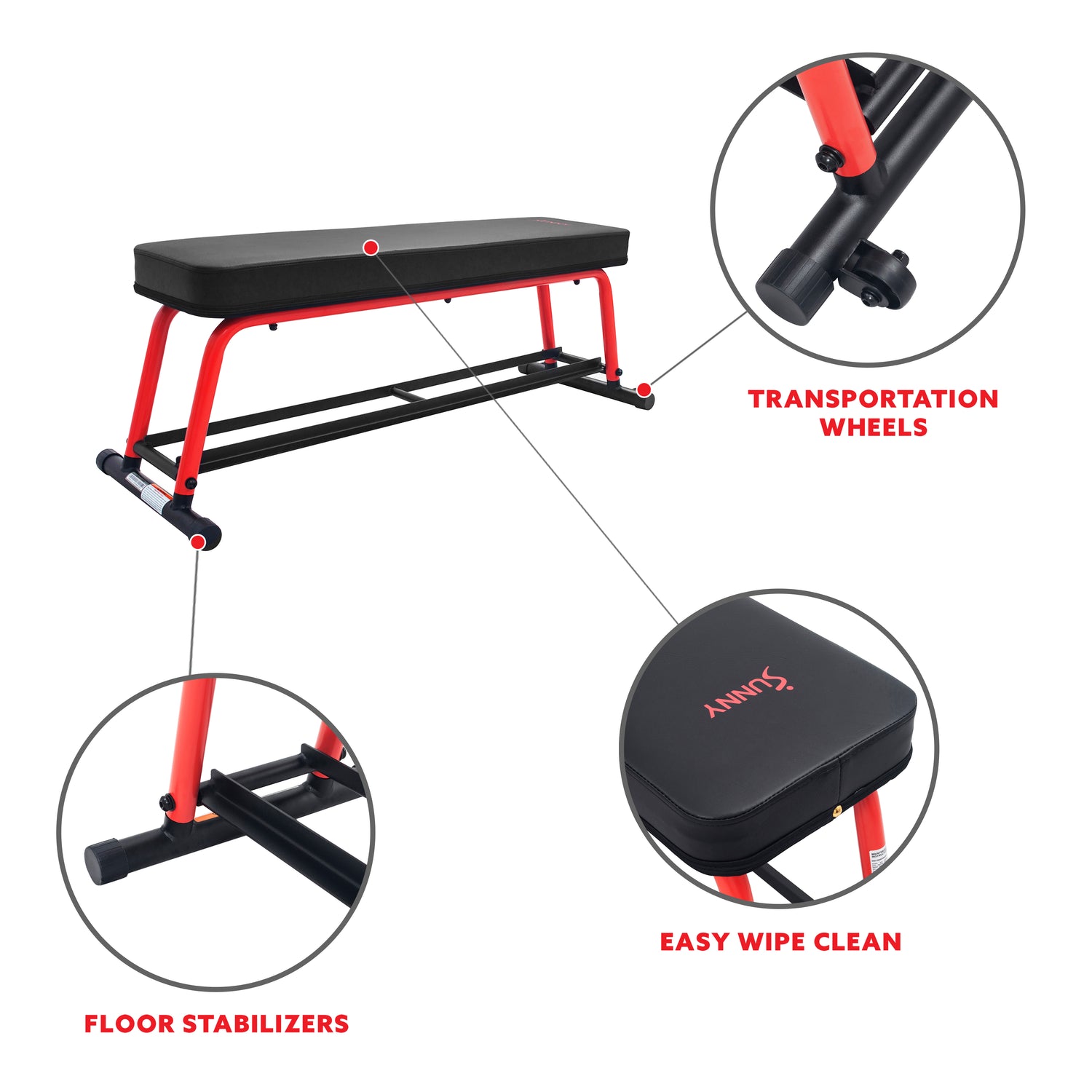 Power Zone Premium Strength Flat Bench With Dumbbell Rack | Sunny ...