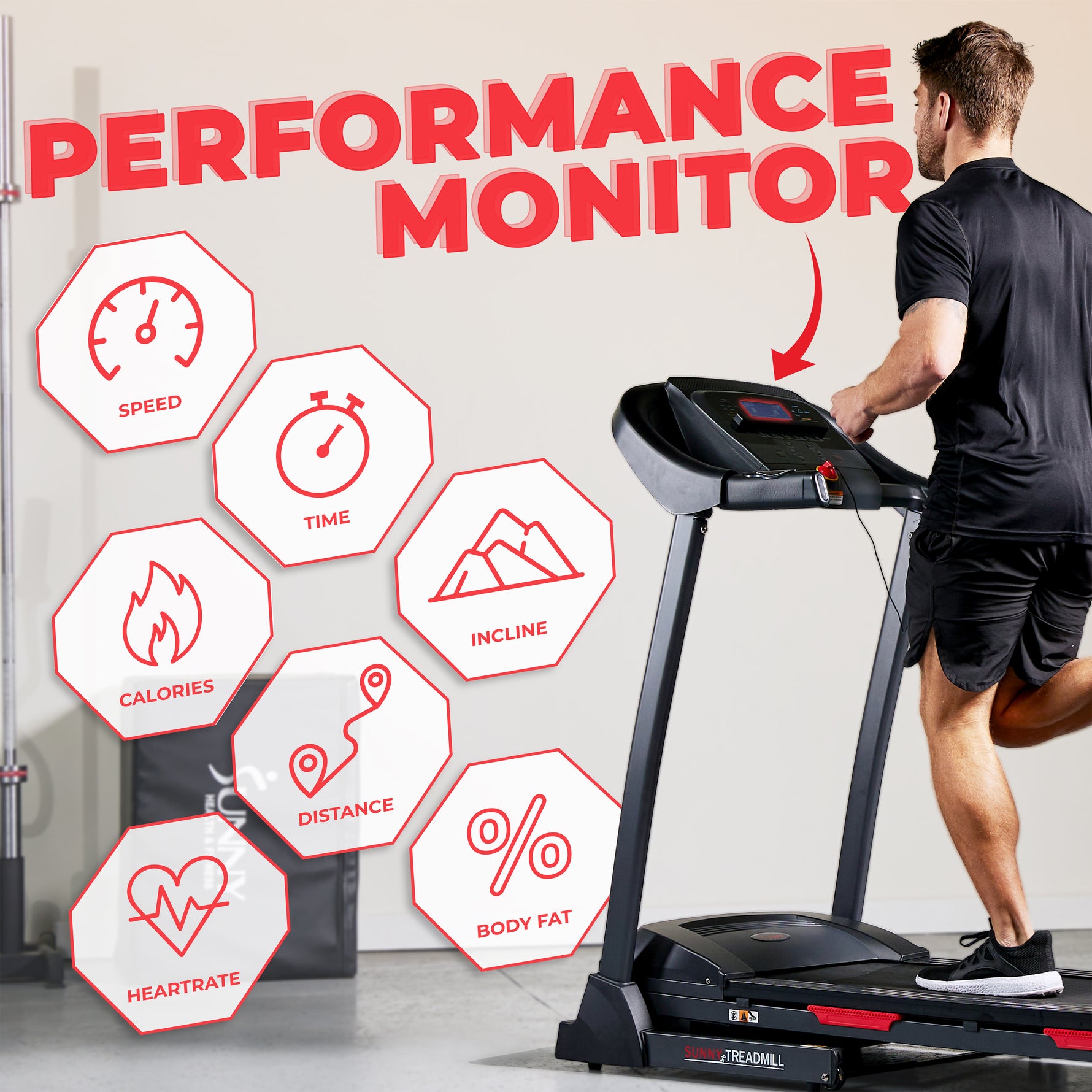 Premium Treadmill with Auto Incline Sunny Portable Treadmill | Sunny ...